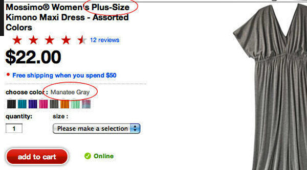 Target apologizes after naming plus-sized women’s dress ‘Manatee Gray ...