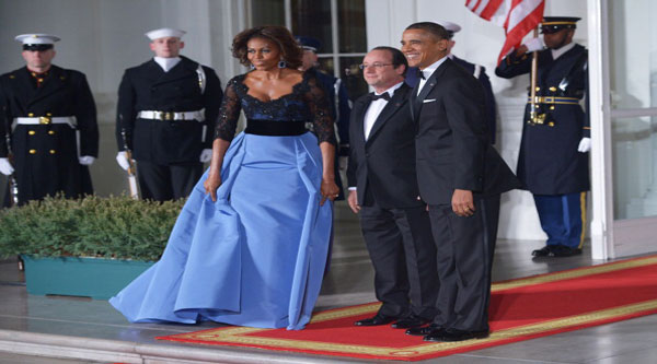 First lady's state dinner gown by Carolina Herrera | khou.com