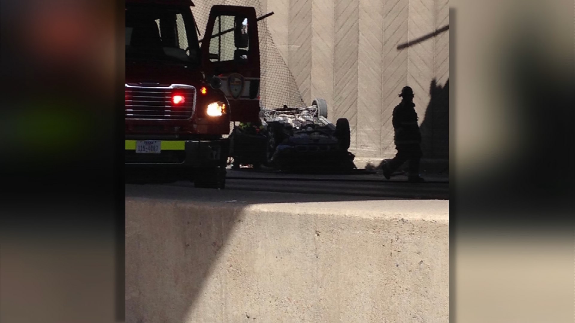 SUV flips off overpass onto North Freeway near downtown | khou.com