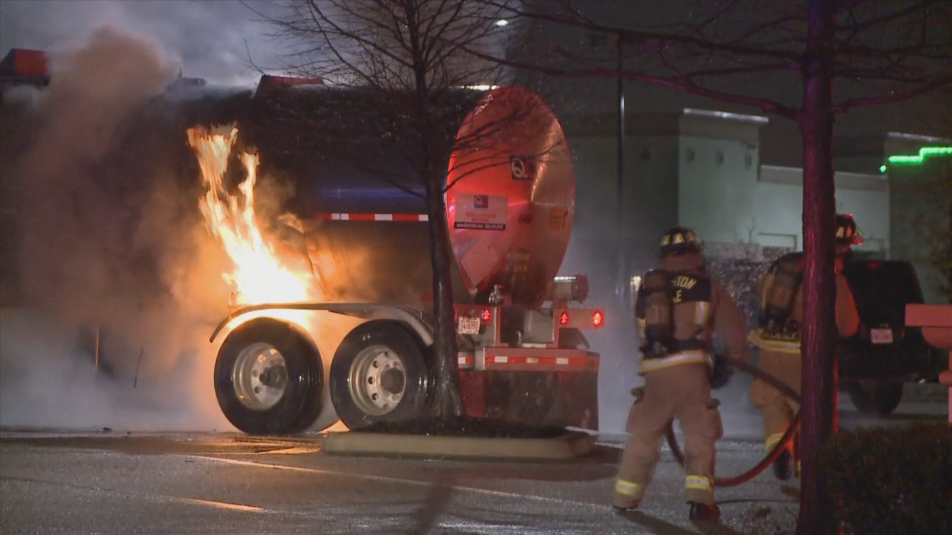 HFD contains fire on rig carrying flammable chemicals on North Freeway ...