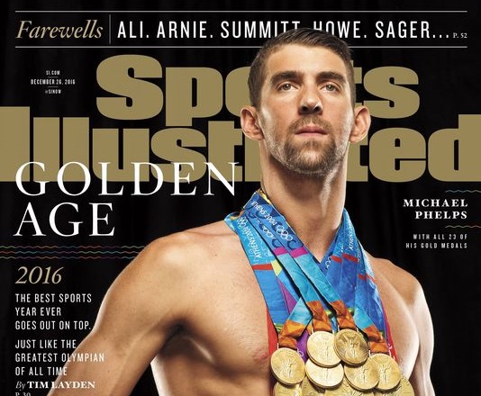 Michael Phelps poses for Sports Illustrated cover with all of his gold ...