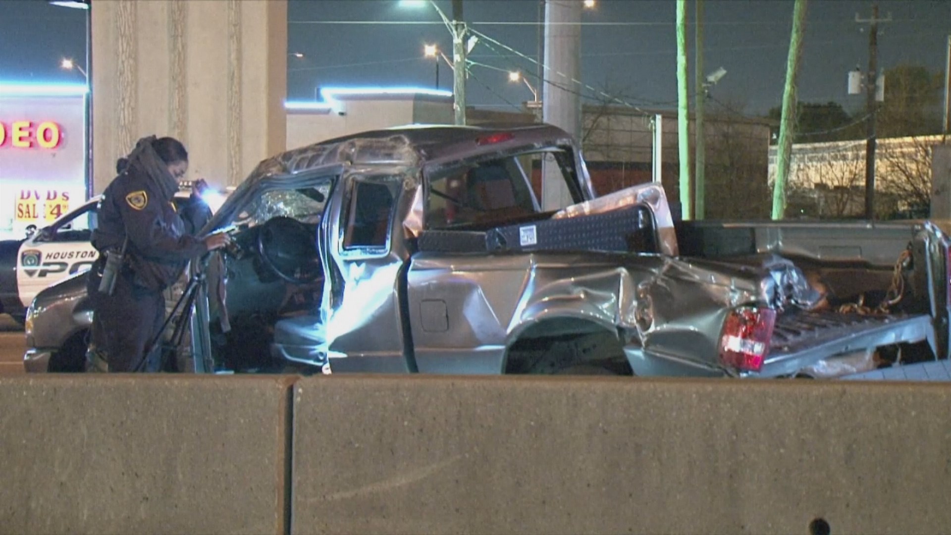 Photos: Truck flips in violent crash on I-45 N. | khou.com
