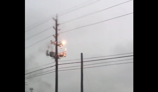 WATCH: Light pole transformer catches fire, explodes | khou.com